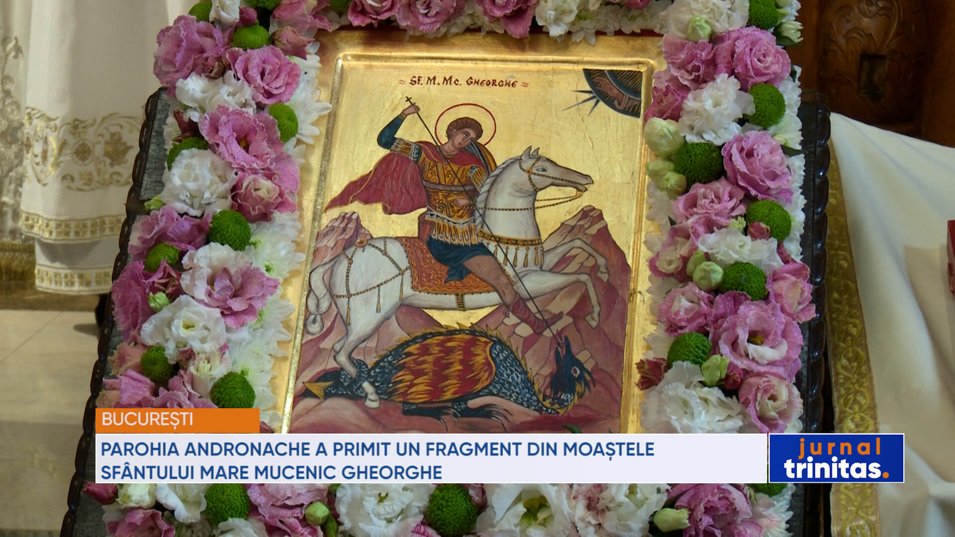 Parohia Andronache a primit un fragment din moaștele Sfântului Mare Mucenic Gheorghe - TRINITAS TV