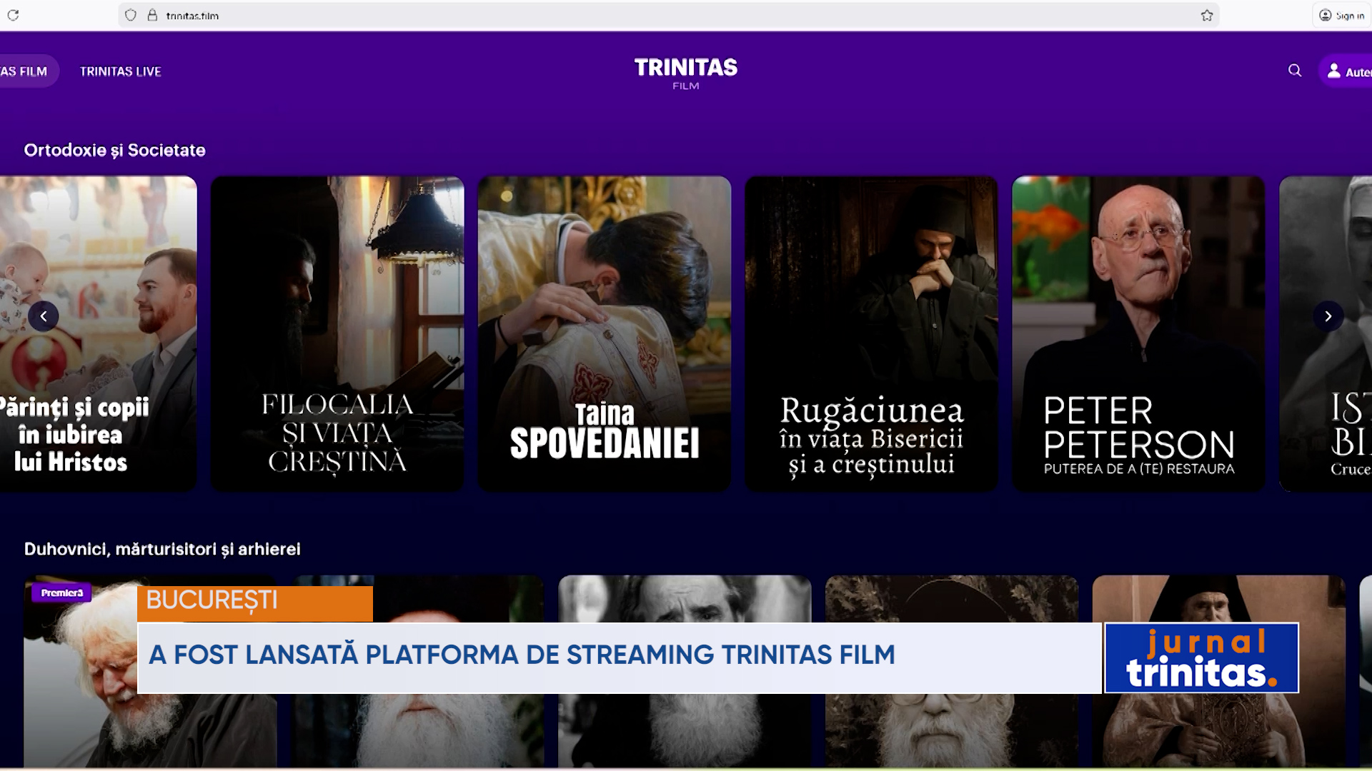 A fost lansată platforma de streaming Trinitas Film - TRINITAS TV